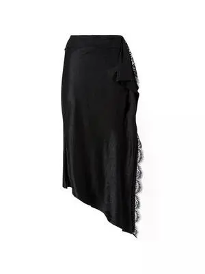 Pinko Asymmetric Lace-trim Draped Skirt - Black