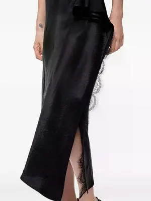 Pinko Asymmetric Lace-trim Draped Skirt - Black