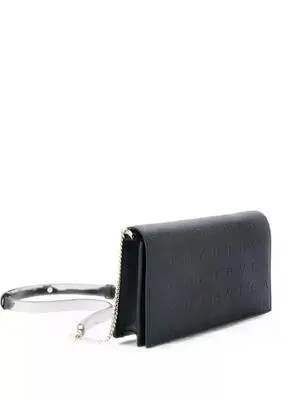 BVLGARI Logo Infinitum Chain Wallet Embossed Leather Crossbody Bag - Black