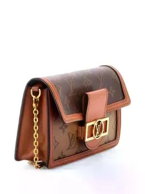 LOUIS VUITTON Dauphine Chain Wallet Reverse Monogram Canvas Clutch Bag - Brown
