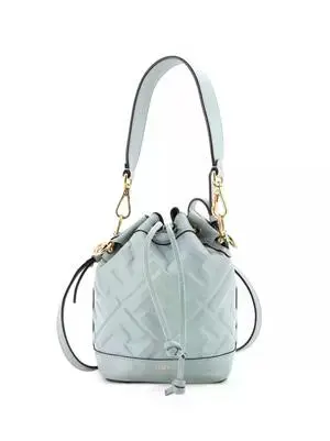 Fendi Mon Tresor Zucca Embossed Leather Mini Bucket Bag - Blue