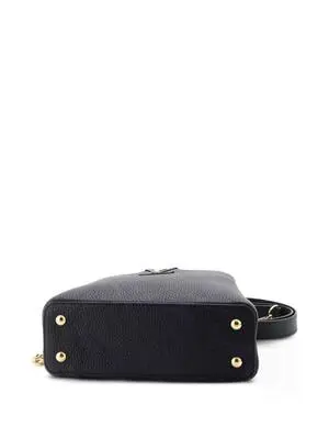 LOUIS VUITTON Capucines Chain Taurillion Leather Small Satchel Bag - Black