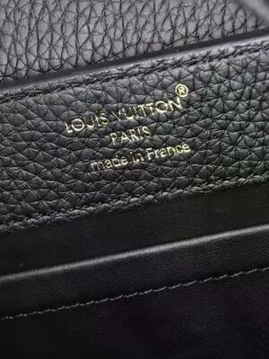 LOUIS VUITTON Capucines Chain Taurillion Leather Small Satchel Bag - Black