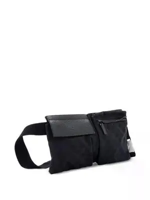 Gucci Vintage Double Gg Canvas Leather Belt Bag