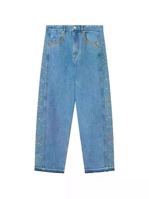 MARANT Jorian Barrel Fit Embroidered Jeans - Blue