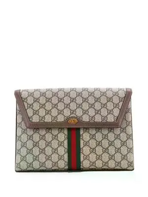Gucci Ophidia Gg Coated Canvas Large Clutch Bag