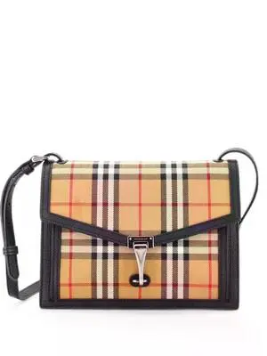 Burberry Macken Vintage Check Canvas Small Crossbody Bag - Black