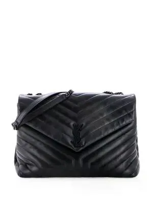 Saint Laurent Loulou Matelasse Chevron Leather Large Shoulder Bag - Black