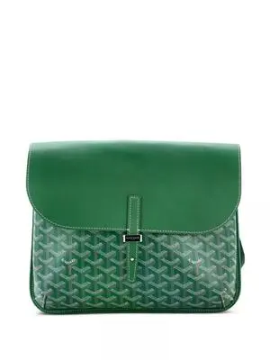 Goyard Coursier Messenger Bag In Coated Canvas And Leather - Green