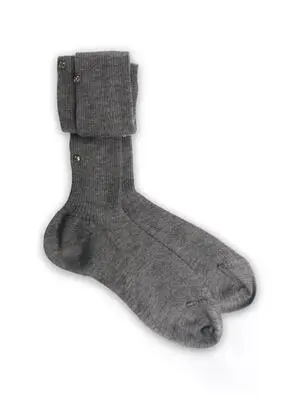 Maria La Rosa Crystal-embellished Ribbed-knit Socks - Grey