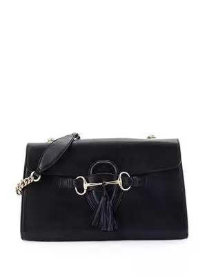 Gucci Emily Chain Flap Bag Leather Medium Shoulder Bag - Black