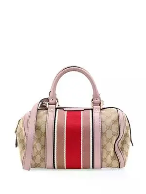 Gucci Vintage Web Boston Bag Gg Canvas Small Satchel - Brown