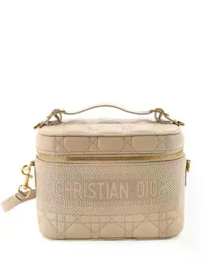 Dior Diortravel Convertible Vanity Case Cannage Quilt Lambskin Small Crossbody Bag - Neutrals