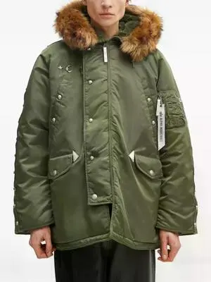 Alpha Industries Hooded Stud-embellished Jacket - Green