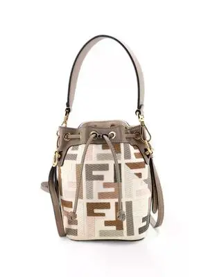 Fendi Mon Tresor Zucca Embroidered Canvas Mini Bucket Bag