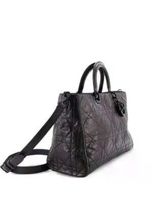 Dior Ultra Matte Lady D-sire Bag Macrocannage Crinkled Calfskin Large Shoulder Bag - Black