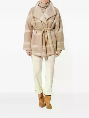 MARANT ETOILE Brea Horizontal-stripe Belted Coat