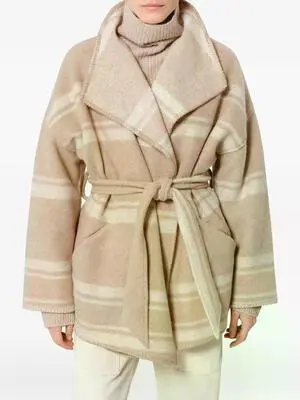 MARANT ETOILE Brea Horizontal-stripe Belted Coat
