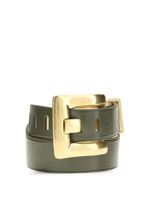 Balmain Anthem Belt In Calfskin Leather - Green