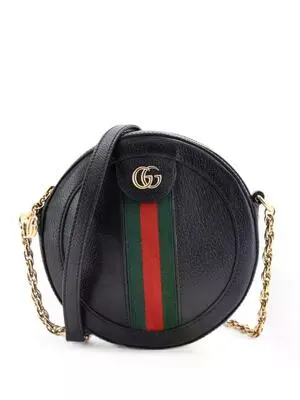 Gucci Ophidia Round Shoulder Bag Leather Mini Crossbody Bag - Black
