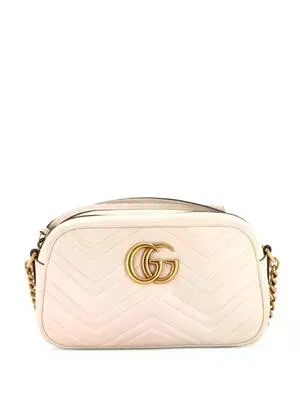 Gucci Gg Marmont Shoulder Bag Matelasse Leather Small Crossbody Bag - White