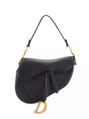 Dior Saddle Handbag Leather Medium Shoulder Bag - Black