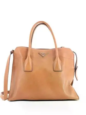 Prada Prada Cuir Double Leather Medium Tote Bag Brown