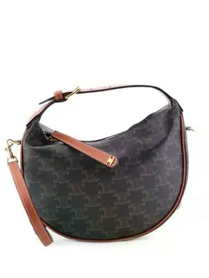 Celine Triomphe Coated Canvas Teen Hobo Bag - Brown