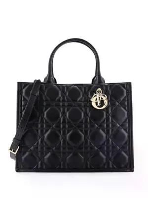 Dior Book With Strap Cannage Quilt Lambskin Medium Tote Bag - Black