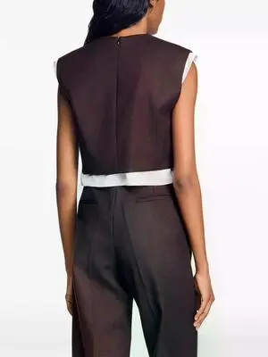 Sandro Cropped Layered-detail Top