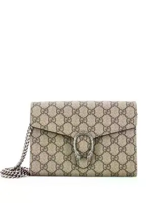 Gucci Dionysus Chain Wallet Gg Coated Canvas Small Crossbody Bag - Brown
