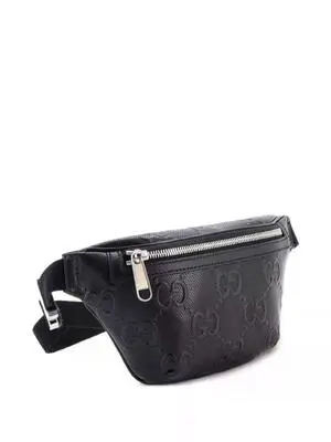 Gucci Gg Embossed Perforated Leather Belt Bag - Black