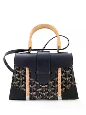 Goyard Structured Saigon Top Handle Bag Coated Canvas With Leather Mini Satchel - Black