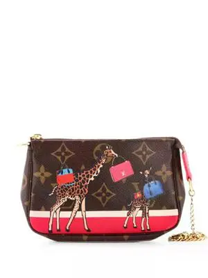 LOUIS VUITTON Pochette Accessoires Limited Edition Christmas Animation Monogram Canvas Mini Shoulder Bag - Brown