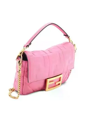 Fendi Baguette Nm Bag Zucca Embossed Leather Mini Crossbody Bag