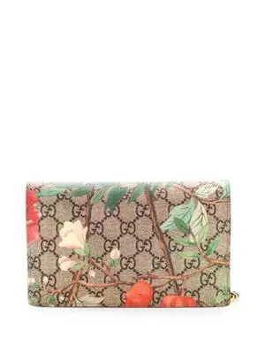 Gucci Tian Print Gg Coated Canvas Chain Wallet Crossbody Bag - Brown