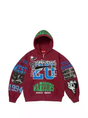 Supreme Warriors Appliqué Zip-up Hoodie - Red