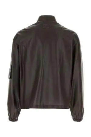 Fendi Chocolate Nappa Leather Bomber Jacket