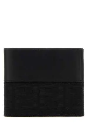 Fendi Jacquard And Leather Ff Wallet - Black