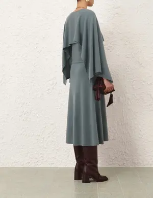 Zimmermann Valiant Wool Midi Skirt - Deco Blue