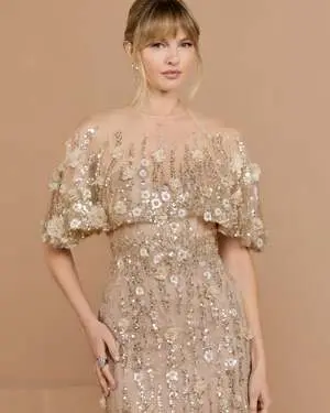 MAC DUGGAL COLLECTION Embellished Cape Sleeve Mermaid Gown