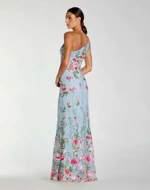 Mac Duggal Petite One Shoulder Floral Embroidered Gown