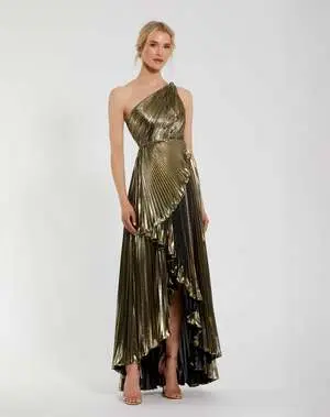 Mac Duggal Petite Metallic One Shoulder Gown