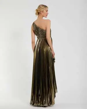 Mac Duggal Petite Metallic One Shoulder Gown