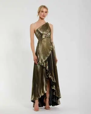 Mac Duggal Petite Metallic One Shoulder Gown