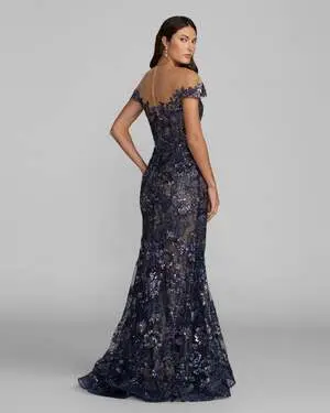 Mac Duggal Embellished Lace Trumpet Gown