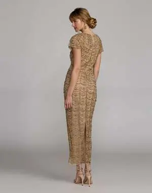 MAC DUGGAL COLLECTION Embellished Cap Sleeve Column Gown