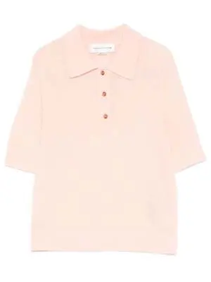 Victoria Beckham Fine Gauge Knitted Polo Top - Multicolor