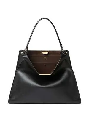 Fendi Large Leather And Suede Bag - Black
