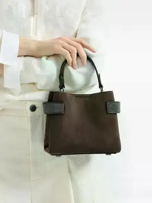 Brunello Cucinelli Suede Top-handle Bag With Precious Bands - Brown
